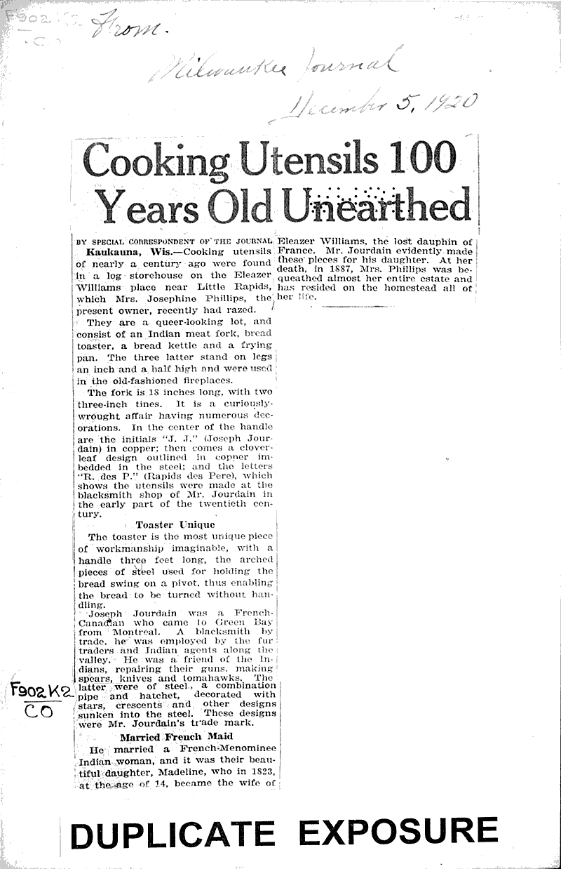 Cooking utensils 100 years old unearthed | Newspaper Article/Clipping ...