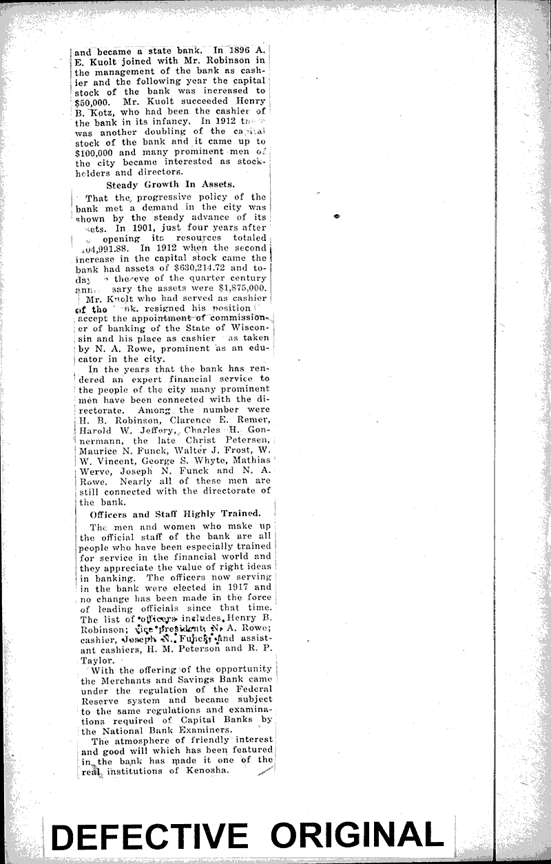 Merchants Bank is 25 years old | Newspaper Article/Clipping | Wisconsin ...