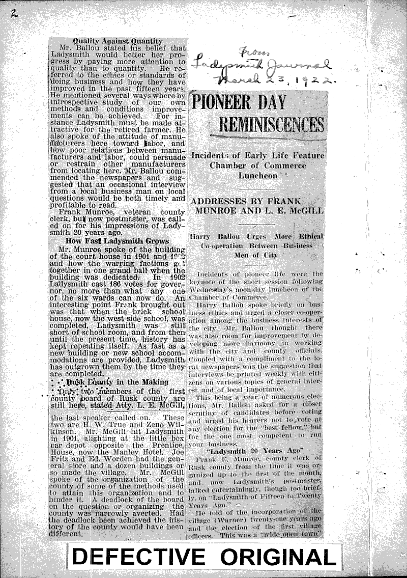 Trout feed and debate draw many; pioneers talk at noonday lunch ...