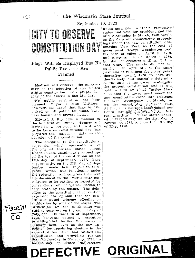 City to observe Constitution Day | Newspaper Article/Clipping ...