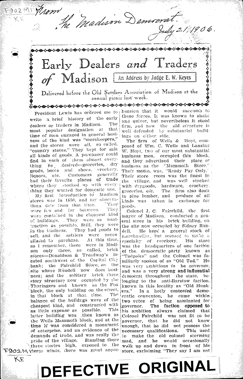 Early dealers and traders of Madison | Newspaper Article/Clipping ...