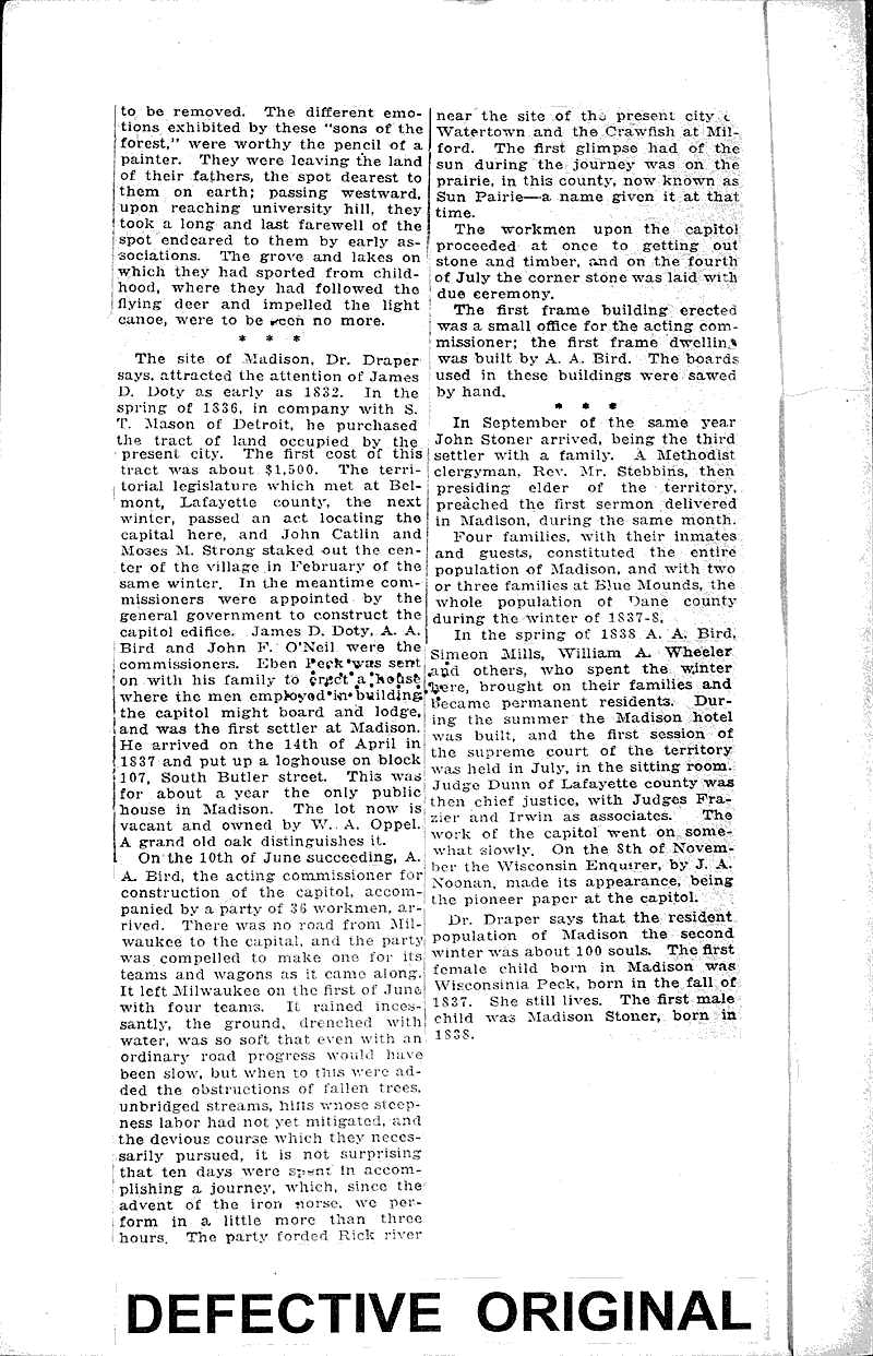 Eighty-two years this very week came to Madison the first permanent ...