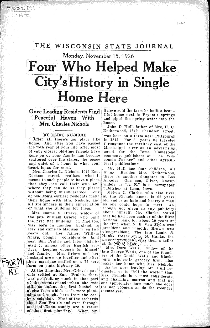 Four who helped make city's history in single home here | Newspaper ...