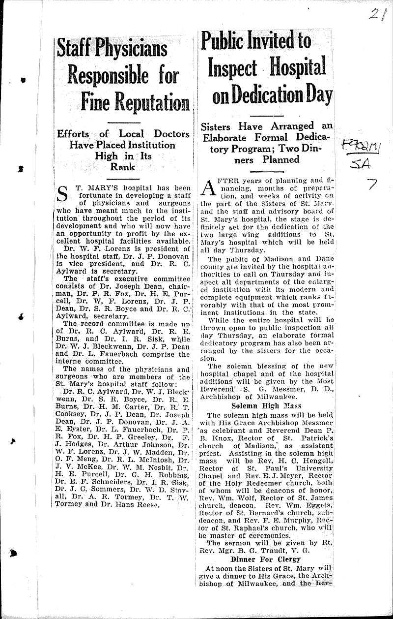 Staff physicians responsible for fine reputation | Newspaper Article ...