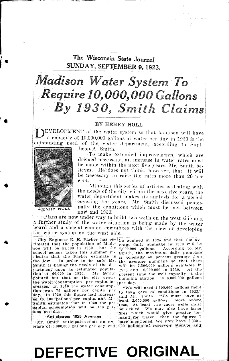 Madison water system to require 10,000,000 gallons by 1930, Smith ...