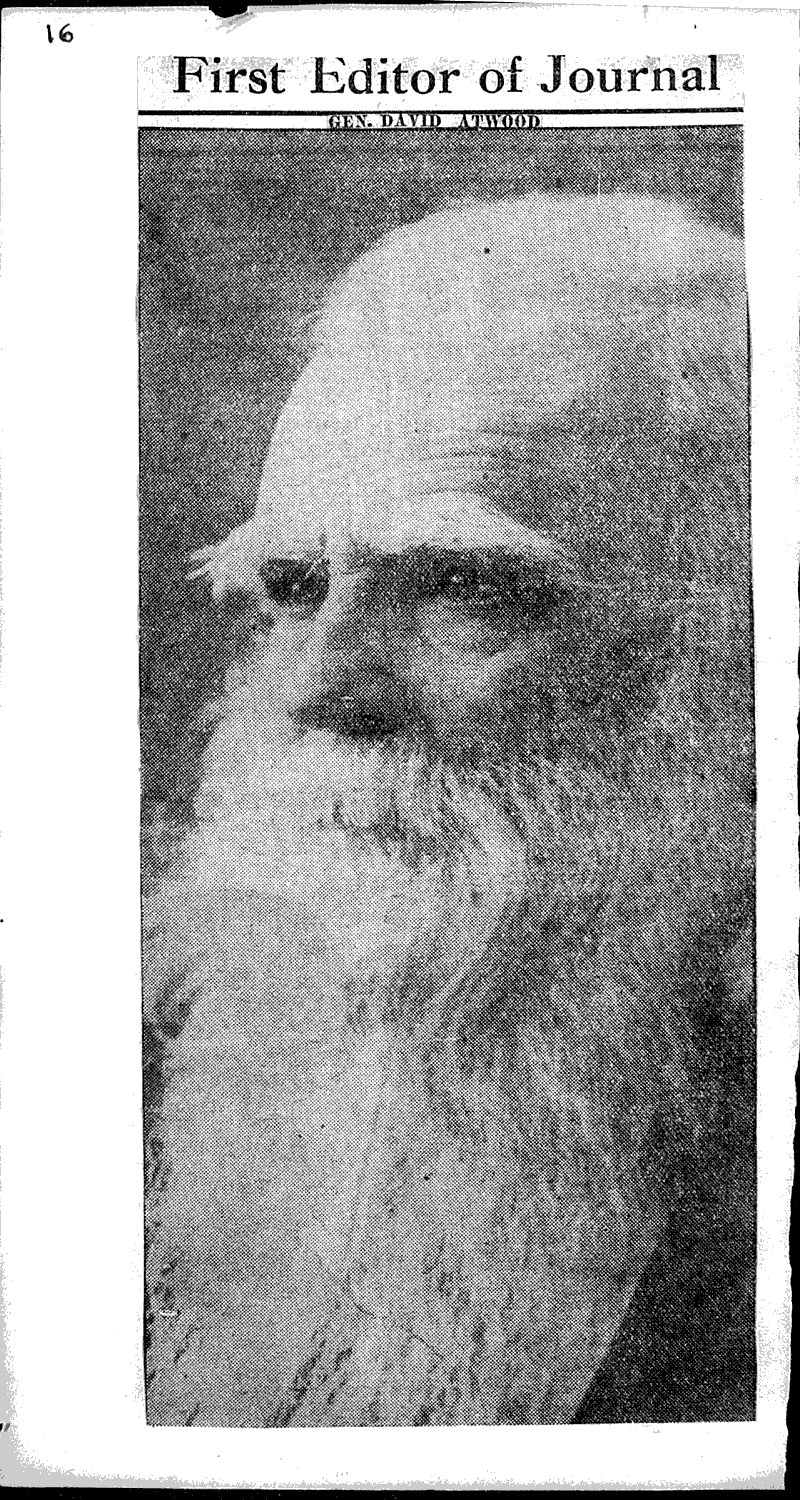 First editor of Journal: Gen. David Atwood | Newspaper Article/Clipping ...