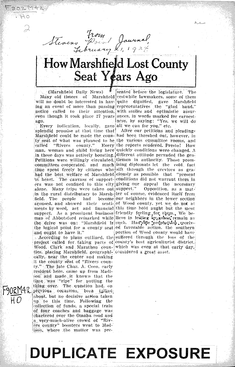 How Marshfield lost county seat years ago | Newspaper Article/Clipping ...