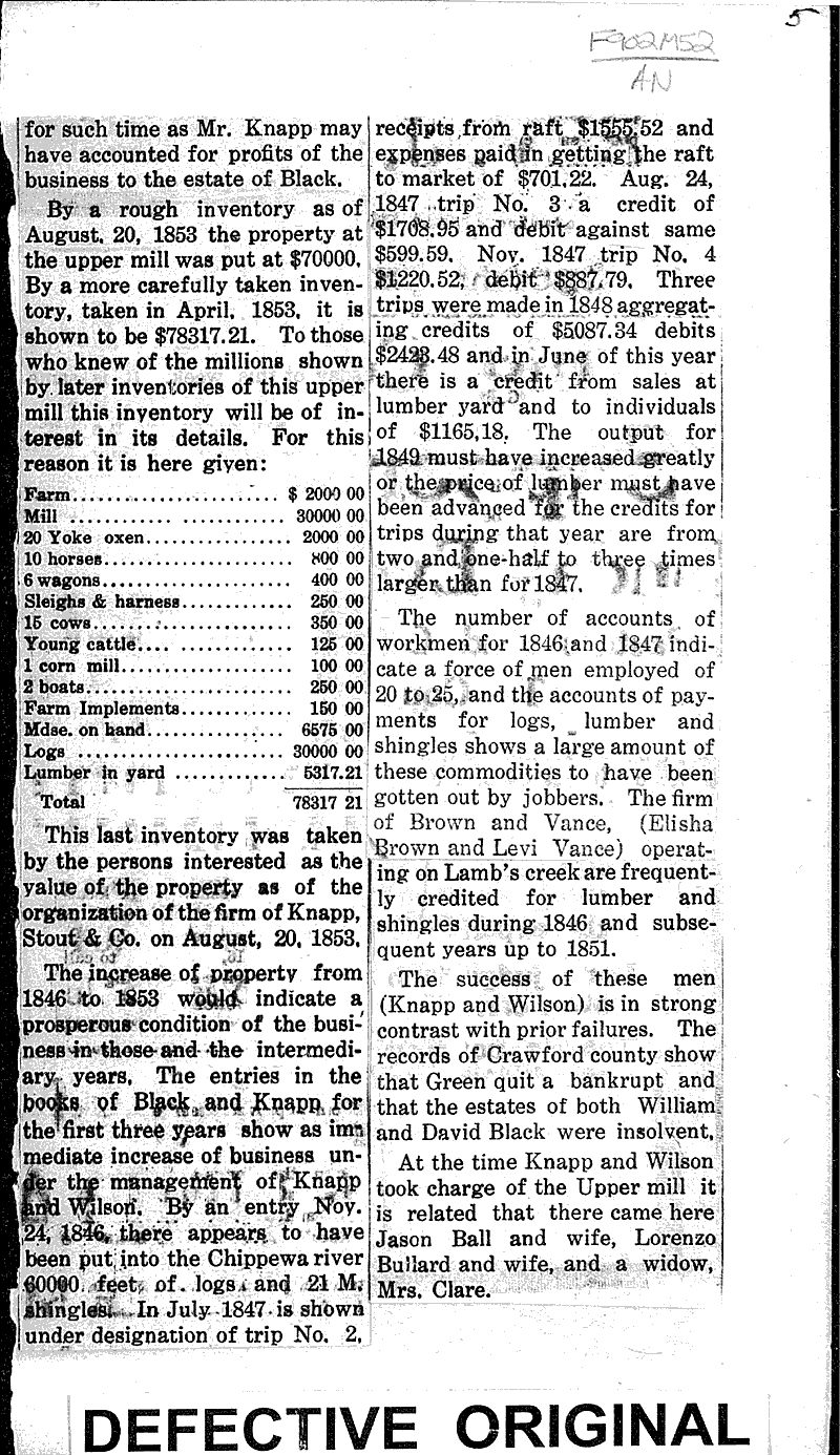Ancient history of Knapp, Stout Co. | Newspaper Article/Clipping ...