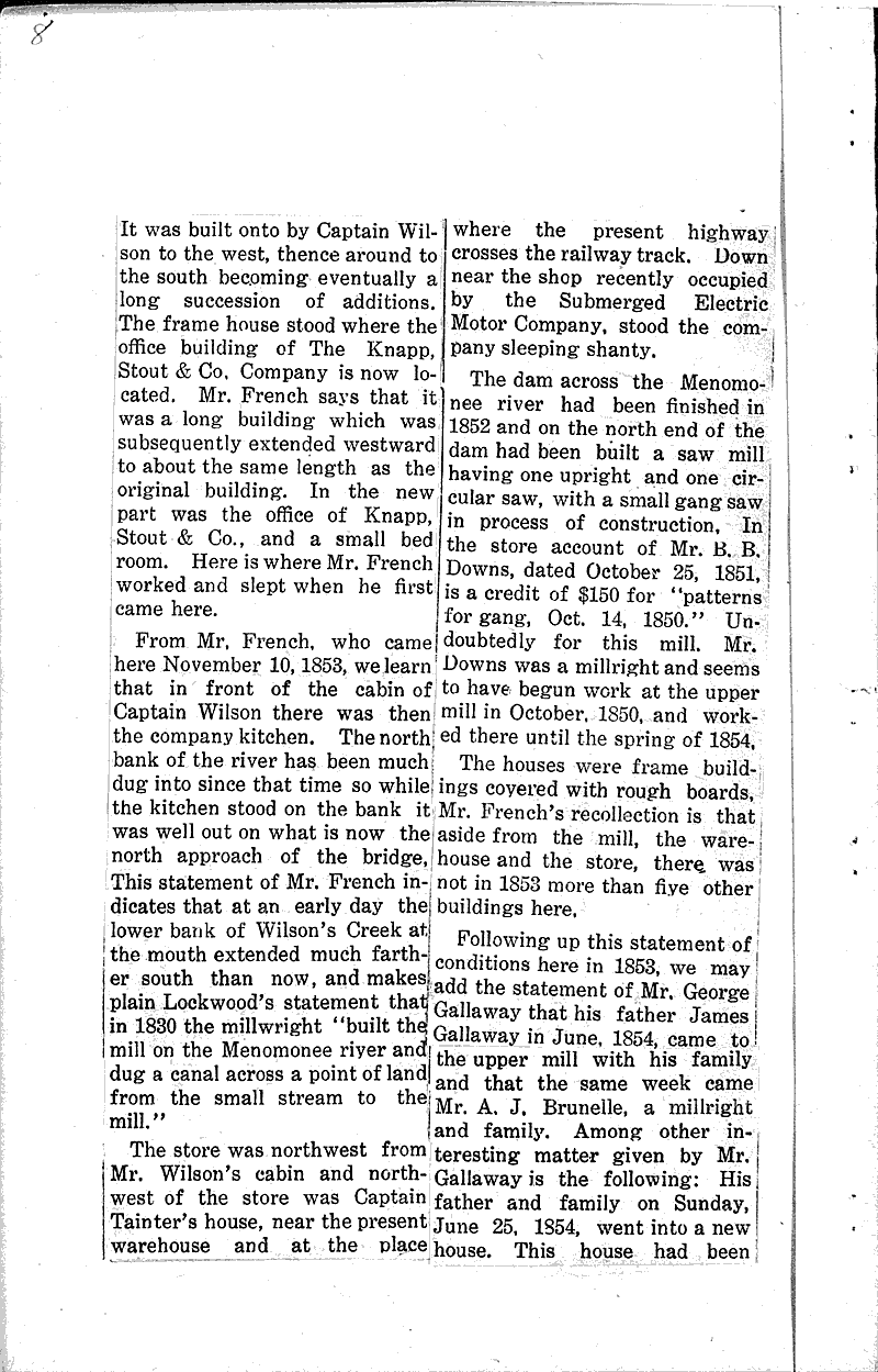 Ancient history of Knapp, Stout Co. | Newspaper Article/Clipping ...