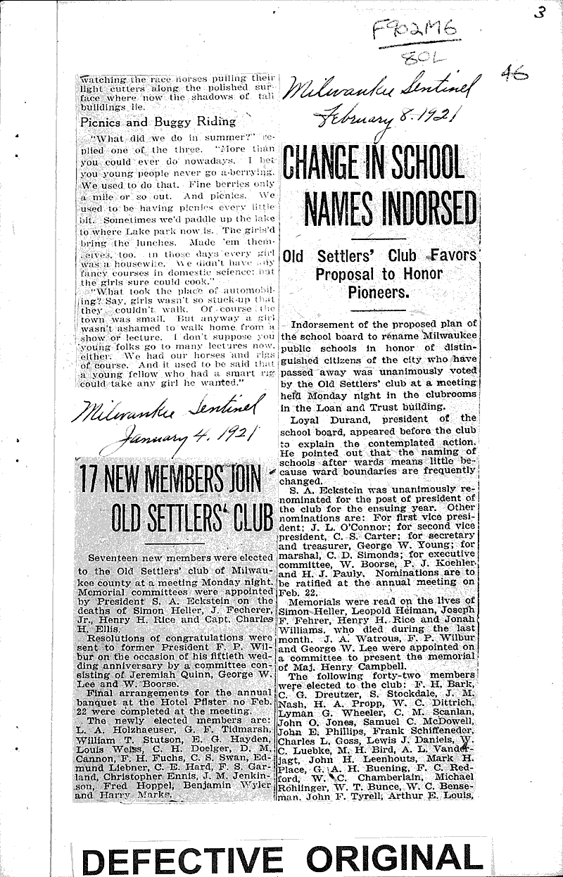 Pioneer Milwaukeeans recall their old courtin' days | Newspaper Article ...