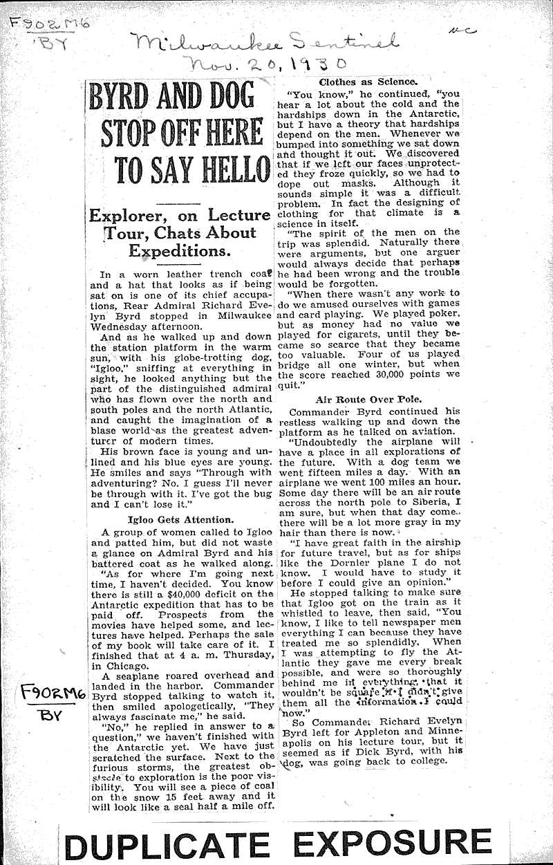 Byrd and dog stop off here to say hello | Newspaper Article/Clipping ...