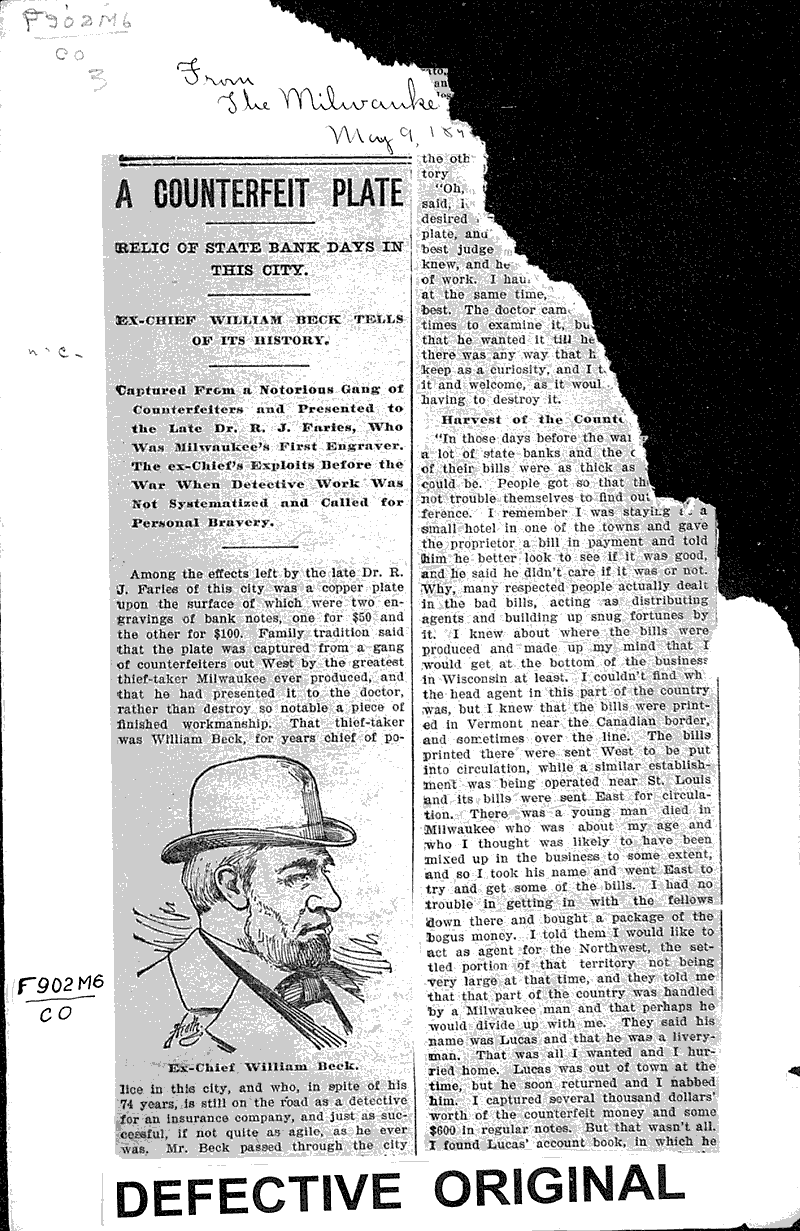 A counterfeit plate | Newspaper Article/Clipping | Wisconsin Historical ...
