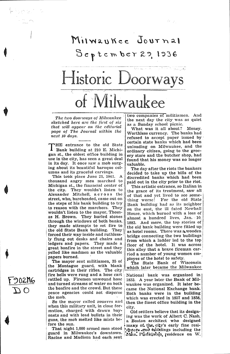 Historic doorways of Milwaukee | Newspaper Article/Clipping | Wisconsin ...