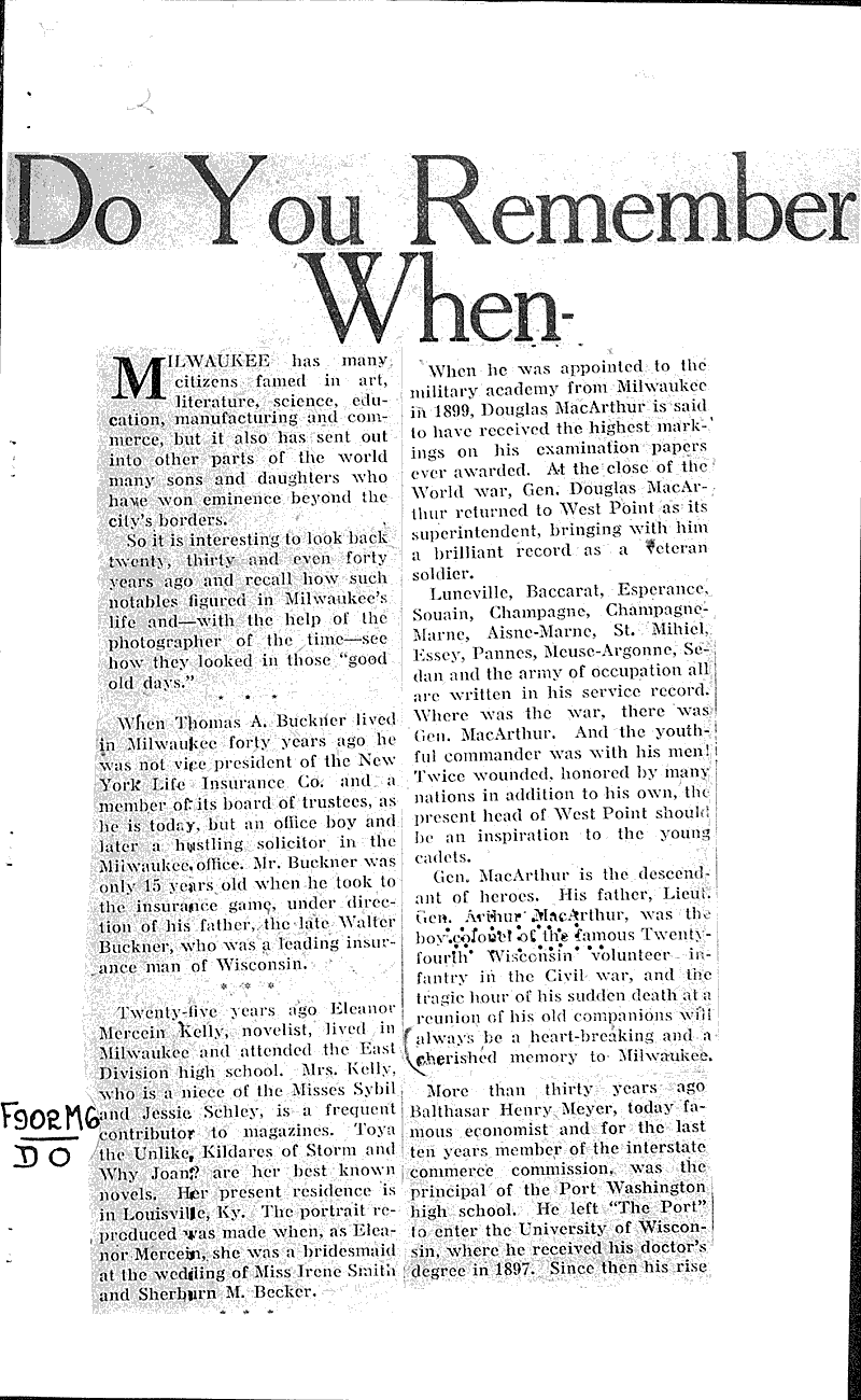 Do you remember when | Newspaper Article/Clipping | Wisconsin ...