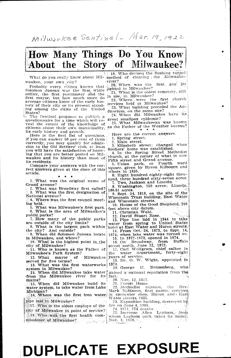 How many things do you know about the story of Milwaukee? | Newspaper ...