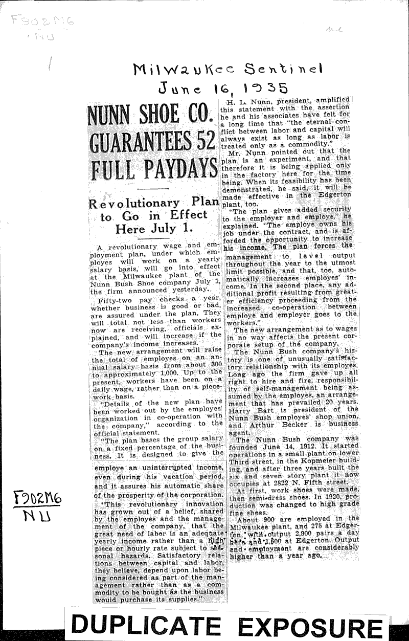 Nunn Shoe Co. guarantees 52 full paydays | Newspaper Article/Clipping ...