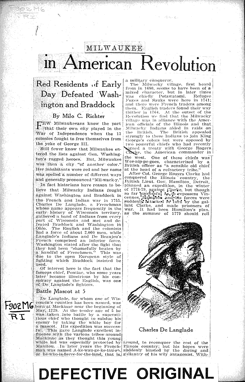 Milwaukee in American Revolution | Newspaper Article/Clipping ...