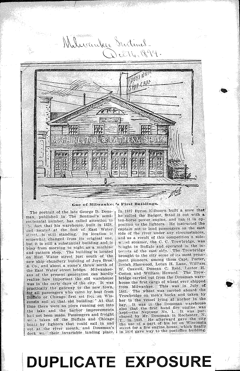 One of Milwaukee's first buildings | Newspaper Article/Clipping ...