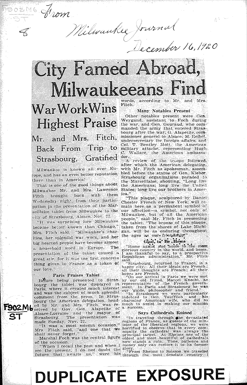 City famed abroad, Milwaukeeans find | Newspaper Article/Clipping ...