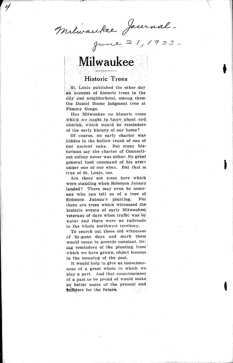 Milwaukee: Historic trees | Newspaper Article/Clipping | Wisconsin ...