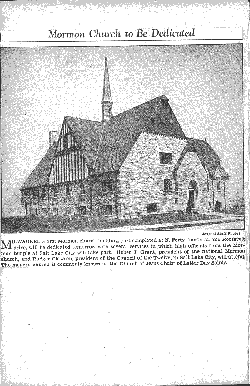 First Mormon church here to be dedicated | Newspaper Article/Clipping ...