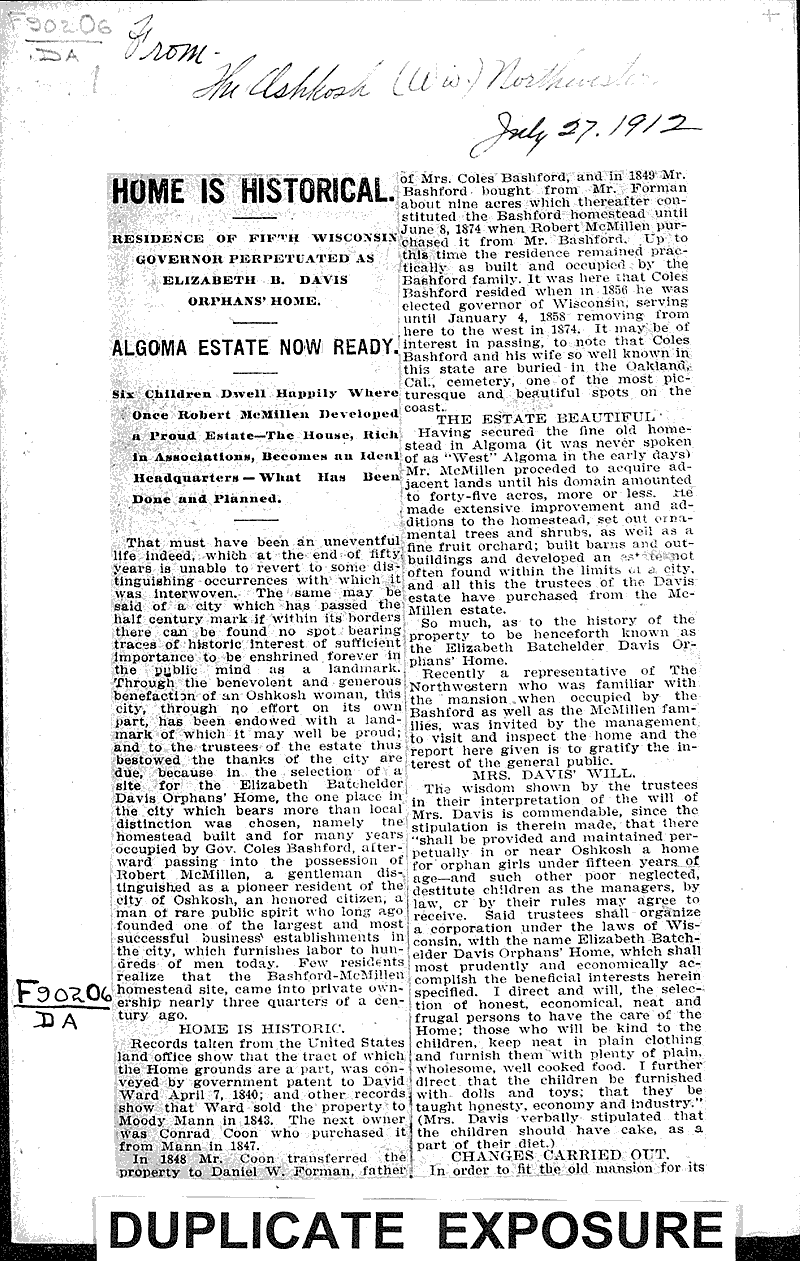 Home is historical | Newspaper Article/Clipping | Wisconsin Historical ...