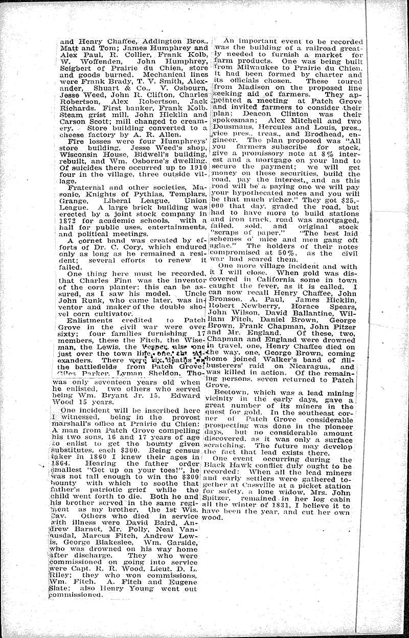 Patch Grove and its pioneering days | Newspaper Article/Clipping ...