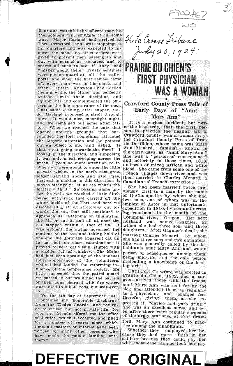 Prairie du Chien's first physician was a woman | Newspaper Article ...