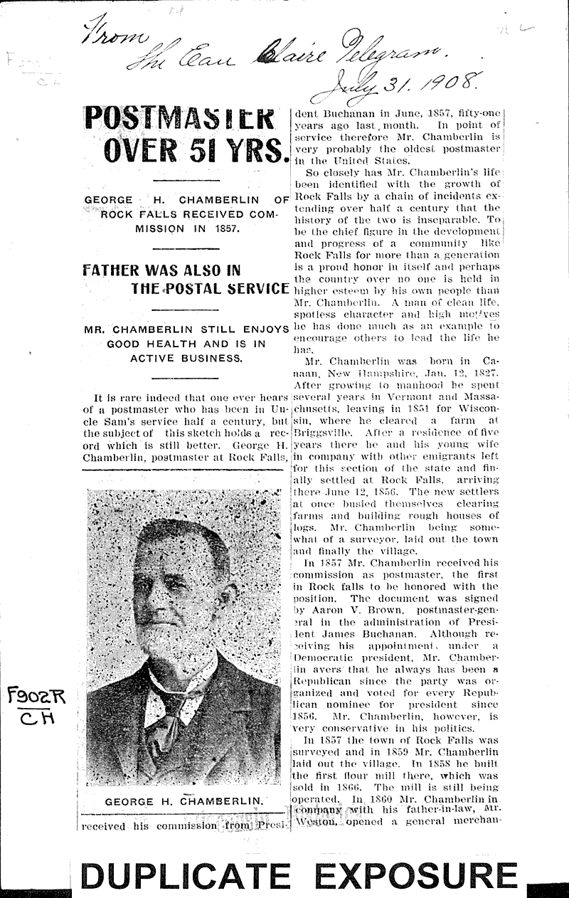 Postmaster over 51 years | Newspaper Article/Clipping | Wisconsin ...