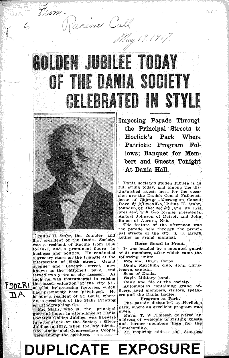 Golden jubilee today of the Dania society celebrated in style ...