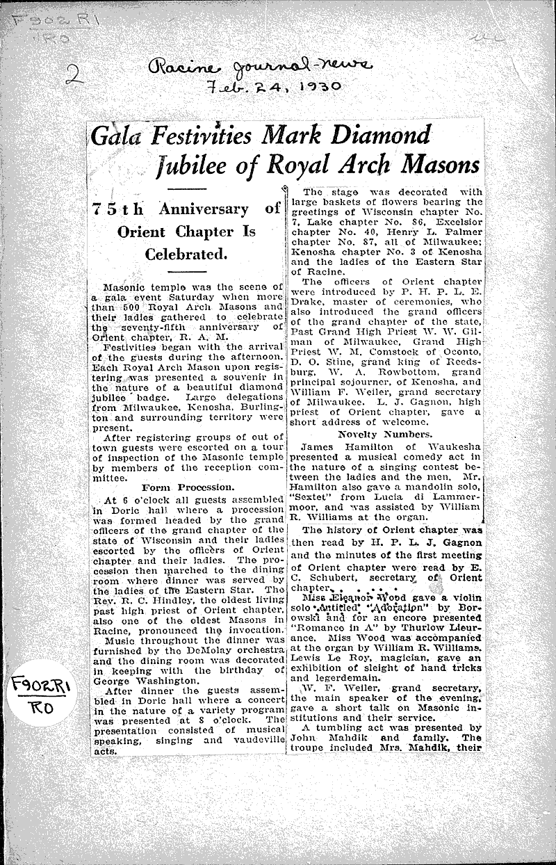 Gala festivities mark diamond jubilee of royal arch masons | Newspaper ...