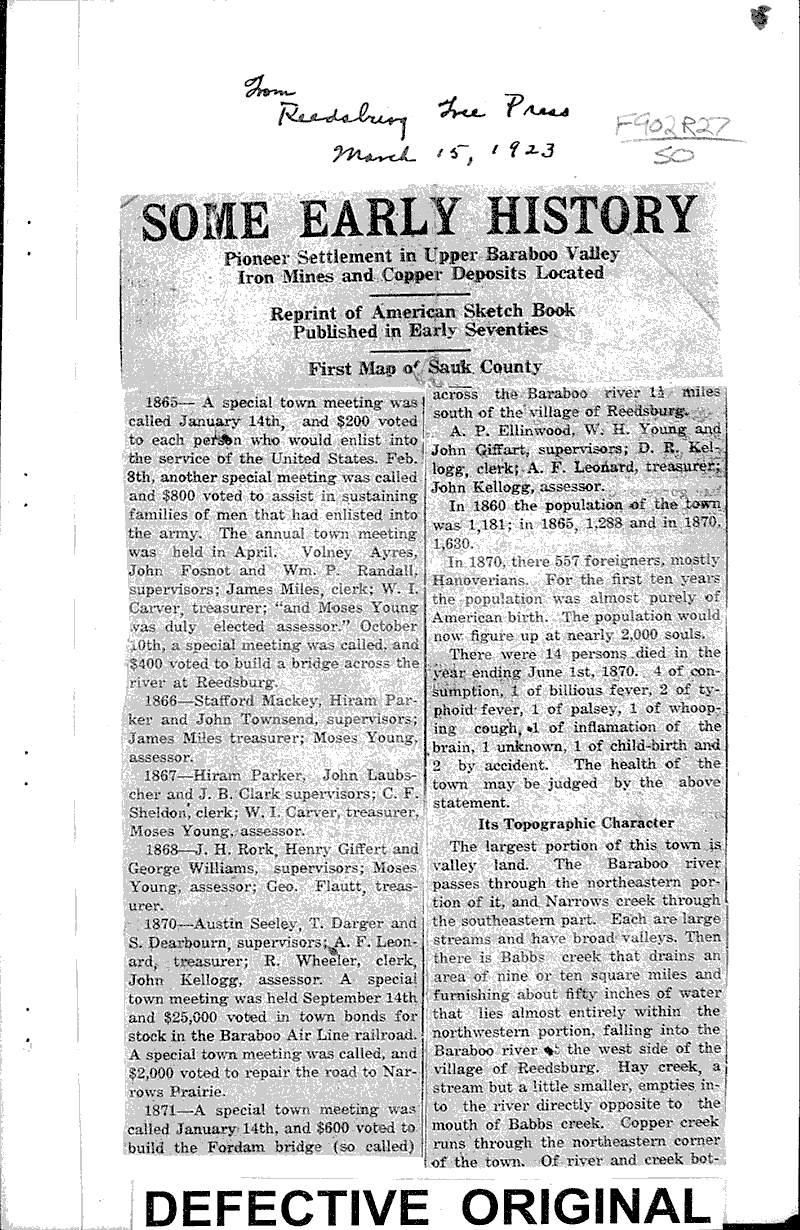 Some early history | Newspaper Article/Clipping | Wisconsin Historical ...