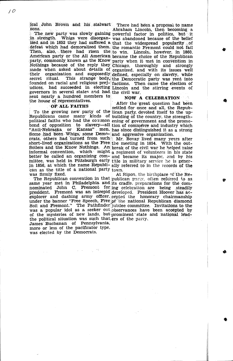 The Republican party celebrates its seventy-fifth birthday at Ripon ...