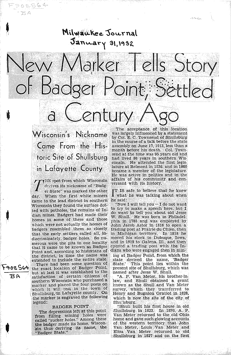 New marker tells story of Badger Point, settled a century ago ...