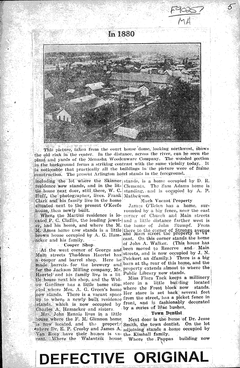 Main Street from 1880 to 1885 | Newspaper Article/Clipping | Wisconsin ...