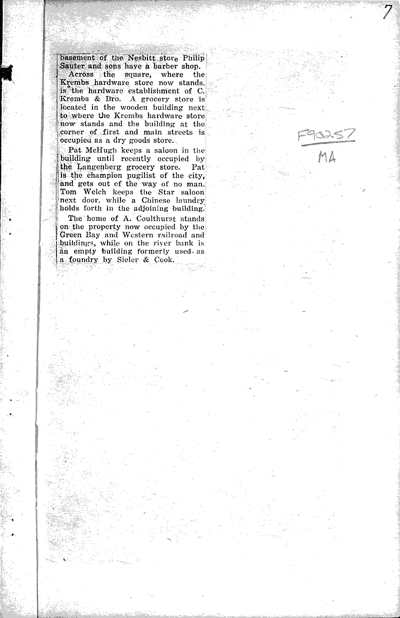 Main Street from 1880 to 1885 | Newspaper Article/Clipping | Wisconsin ...