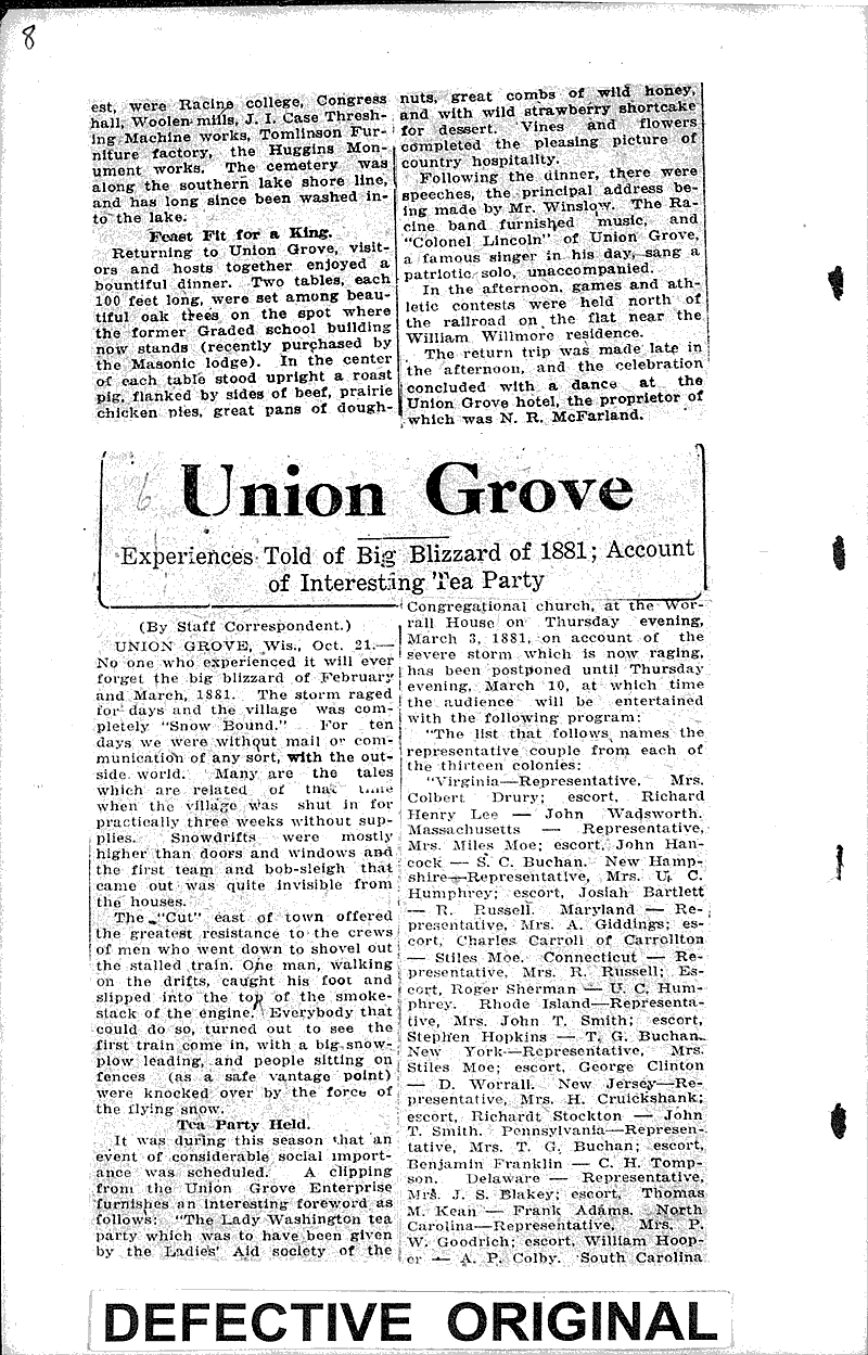 Union Grove reminiscences | Newspaper Article/Clipping | Wisconsin ...