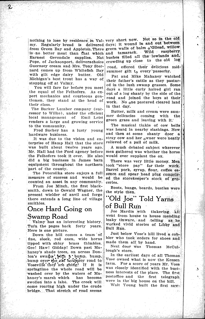 Valmy from Donlon's swamp | Newspaper Article/Clipping | Wisconsin ...