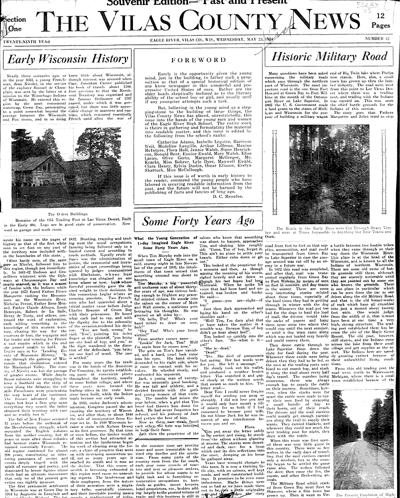 Early Wisconsin history | Newspaper Article/Clipping | Wisconsin ...