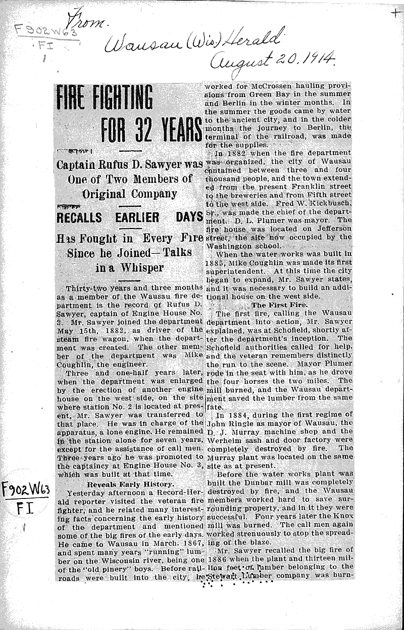 Fire fighting for 32 years | Newspaper Article/Clipping | Wisconsin ...