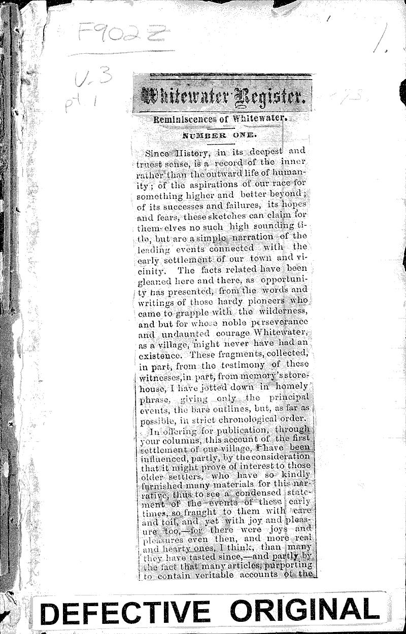 Reminiscences of Whitewater | Newspaper Article/Clipping | Wisconsin ...