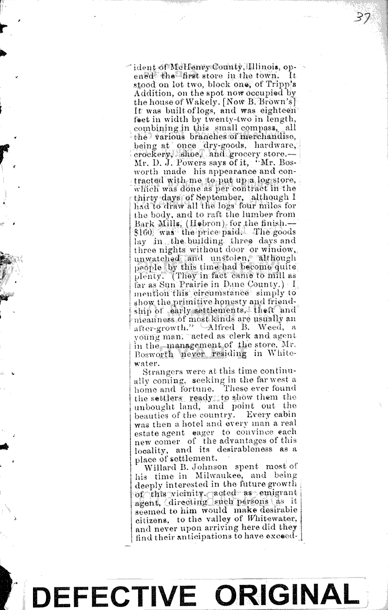 Reminiscences of Whitewater | Newspaper Article/Clipping | Wisconsin ...