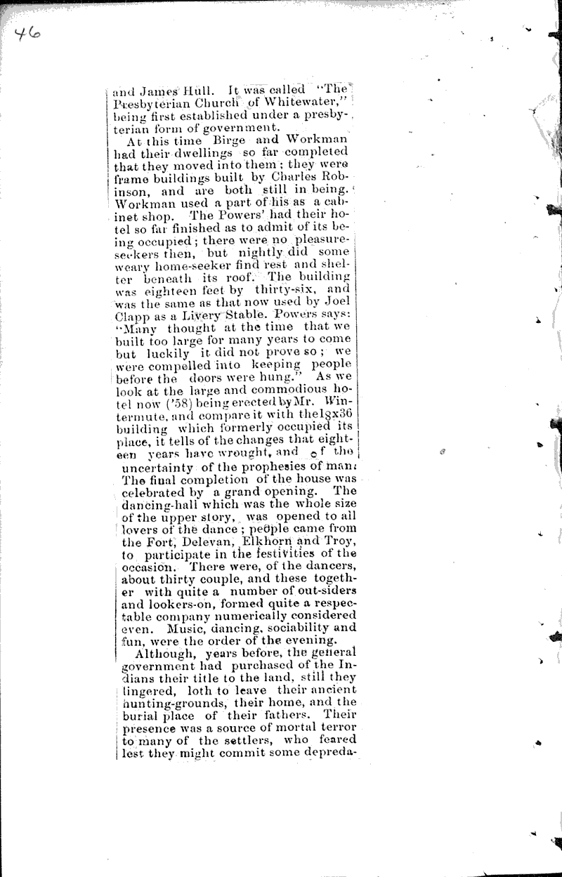 Reminiscences of Whitewater | Newspaper Article/Clipping | Wisconsin ...