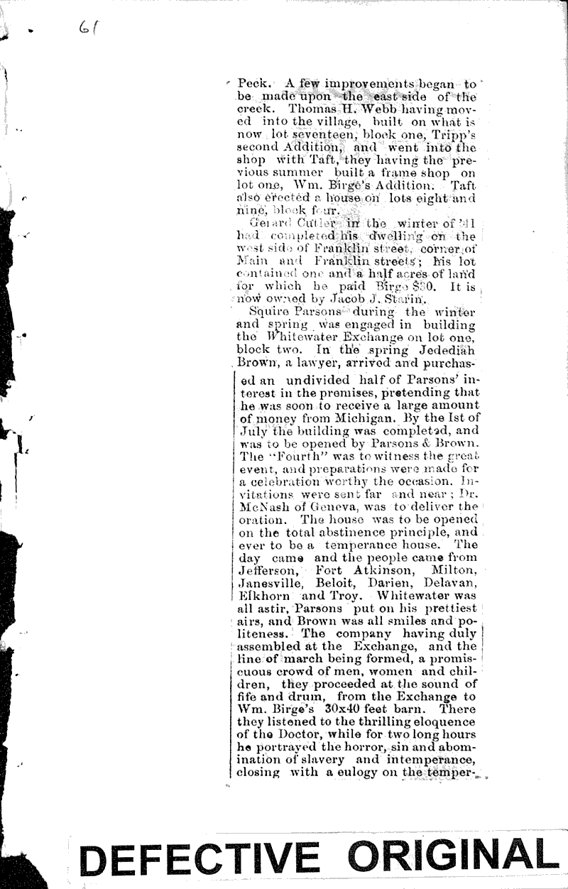 Reminiscences of Whitewater | Newspaper Article/Clipping | Wisconsin ...