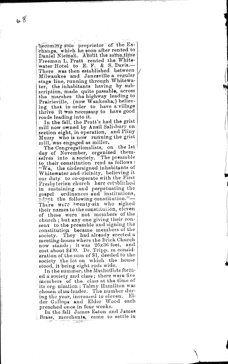 Reminiscences of Whitewater | Newspaper Article/Clipping | Wisconsin ...