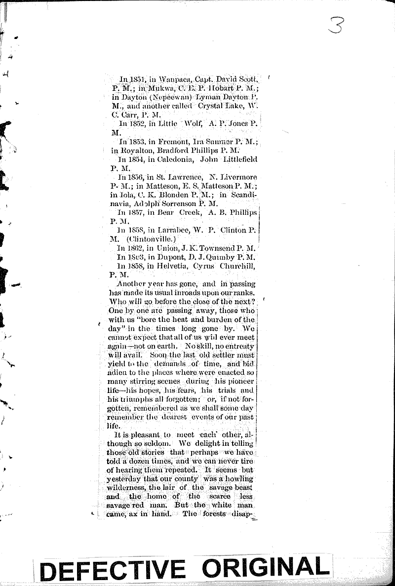 Early settlement of Waupaca county | Newspaper Article/Clipping ...