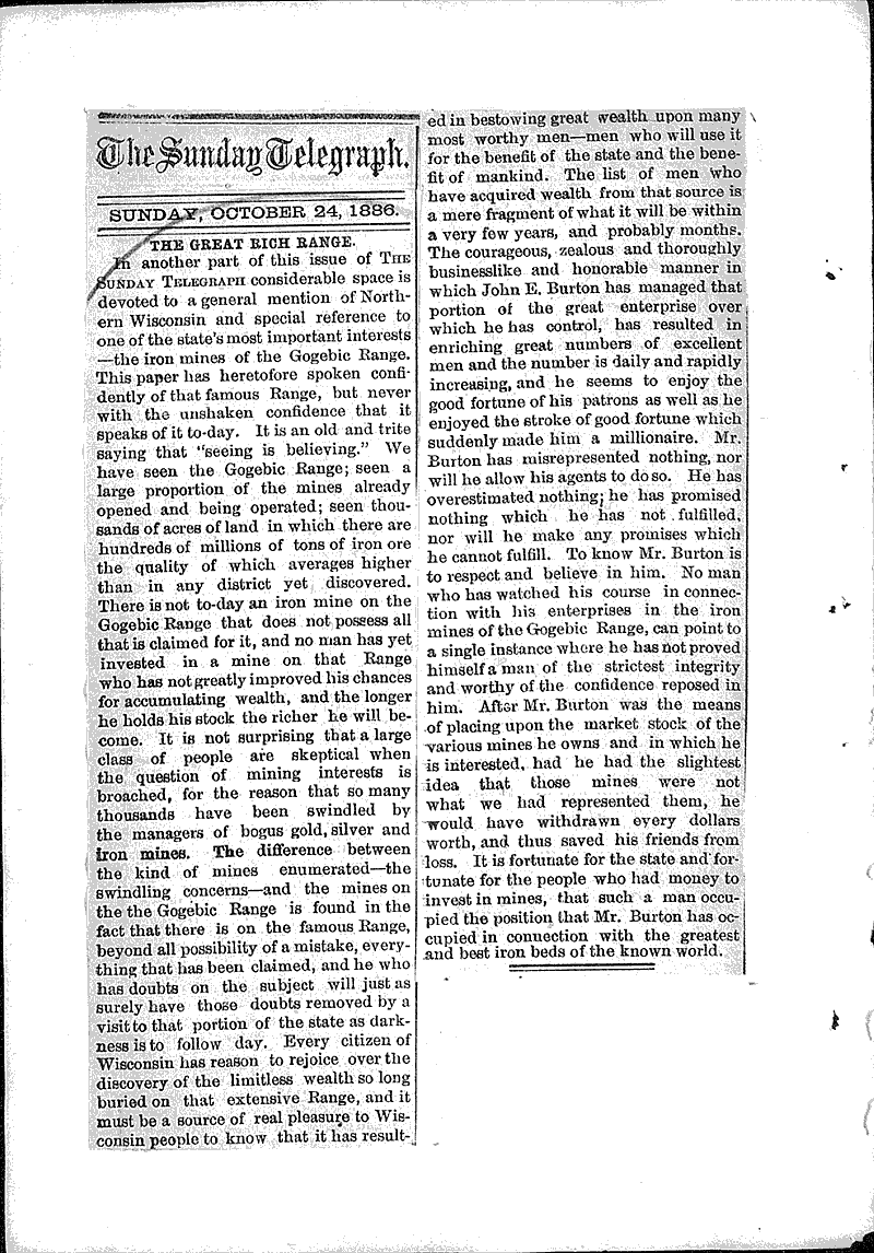 Fortunes in Iron | Newspaper Article/Clipping | Wisconsin Historical ...