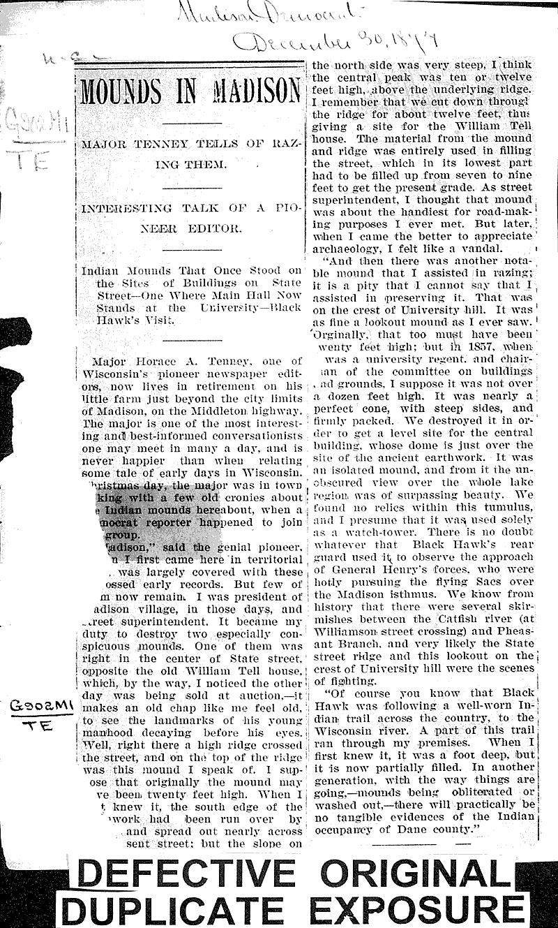 Mounds in Madison | Newspaper Article/Clipping | Wisconsin Historical ...