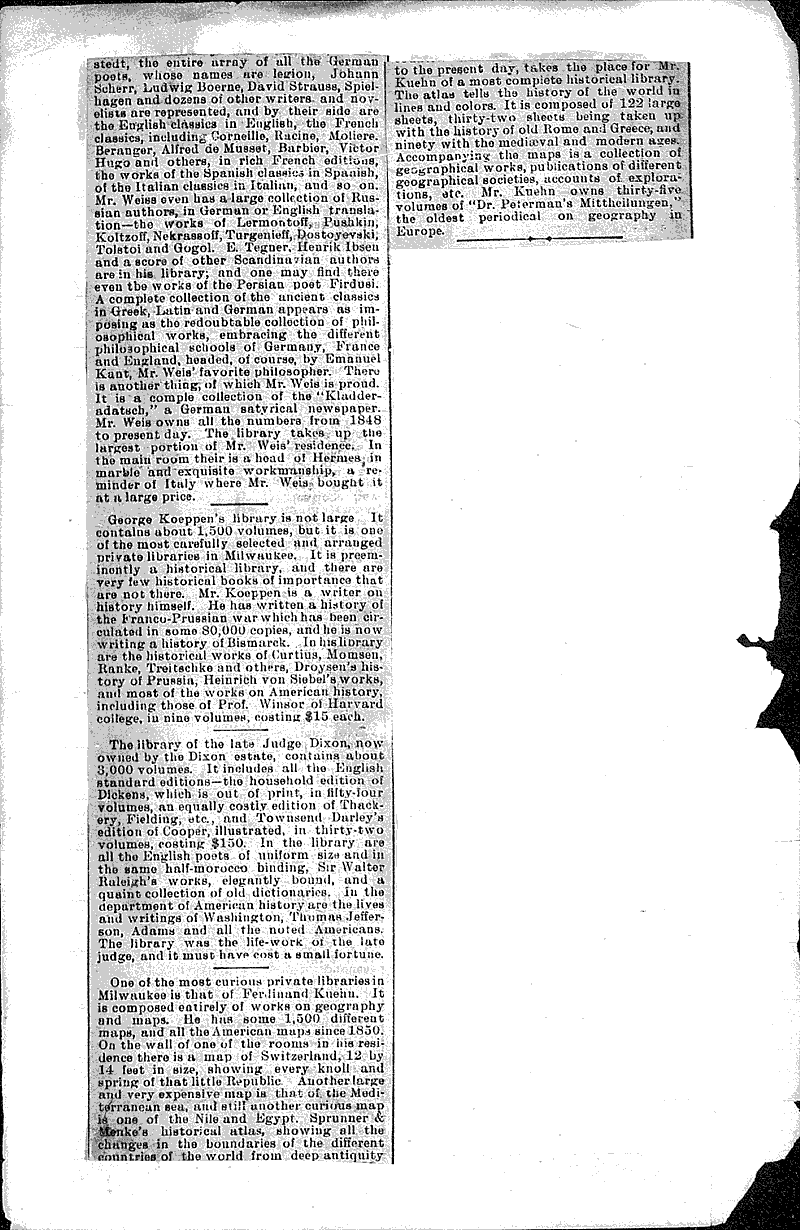 Fine Private Libraries | Newspaper Article/Clipping | Wisconsin ...