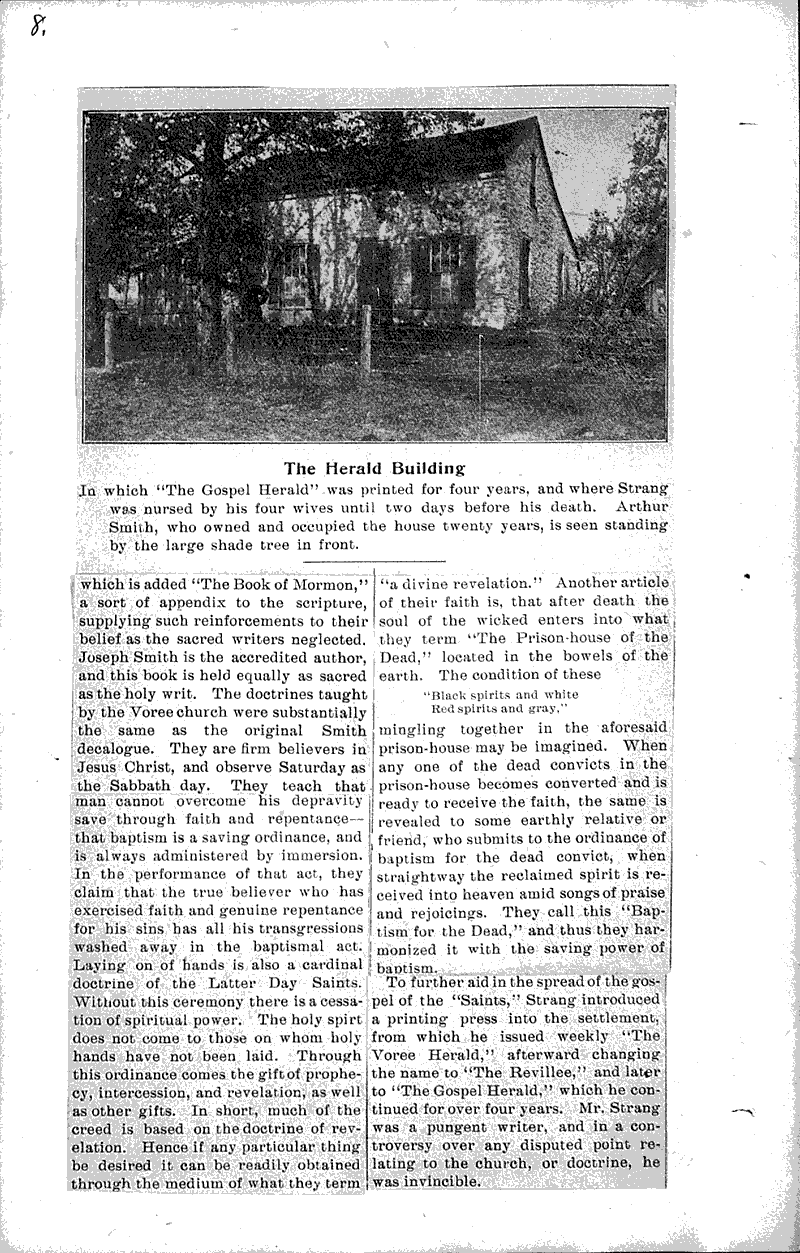 Voree: A Mormon community founded in Spring Prarie over sisty years ago ...